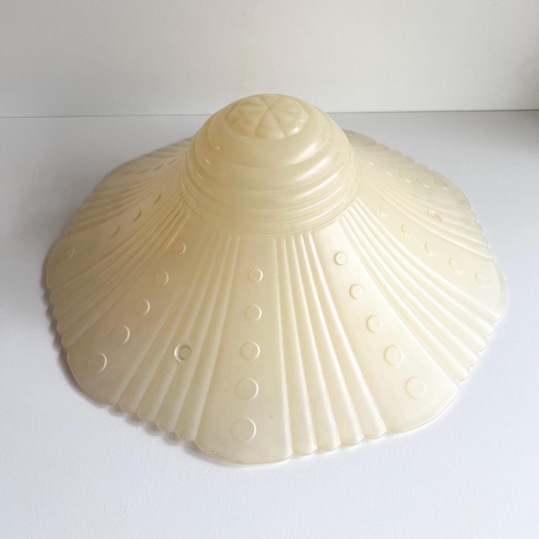 Glass Ceiling Light Shade, Pale Yellow, Raised Dots, 3 Chain Hole ...