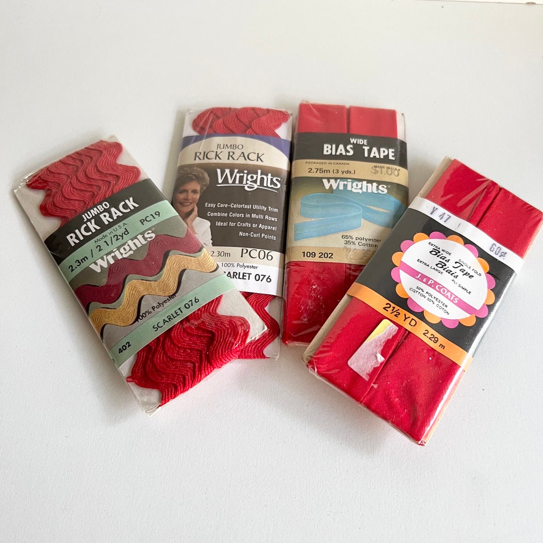 Red Rick Rack and Bias Tape, Lot of 4, Vintage Christmas, Valentine's ...
