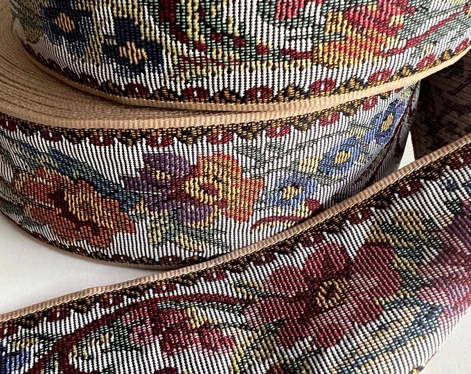 Tapestry Trim, 2 Inch, 3 or 10 Yards, Floral Pattern, Cotton Pink ...