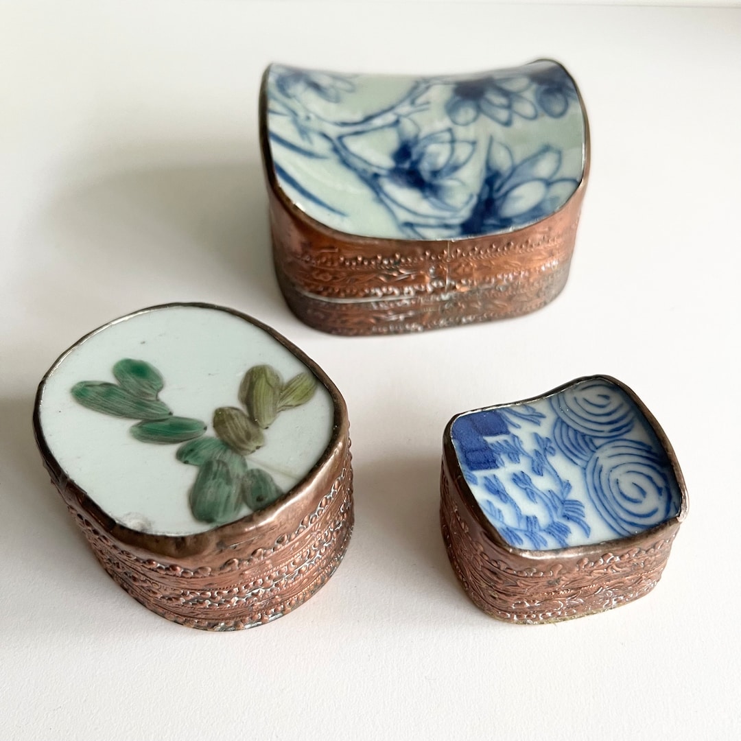 Chinese Porcelain Shard Boxes, Trinket Keepsake Storage, Cultural ...