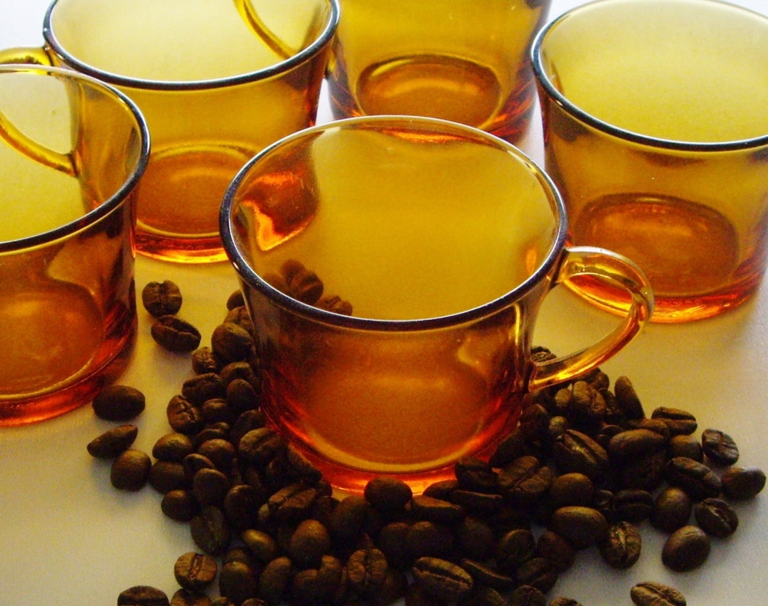 Vintage Duralex Cups Demitasse Amber Yellow Glass Long - Etsy