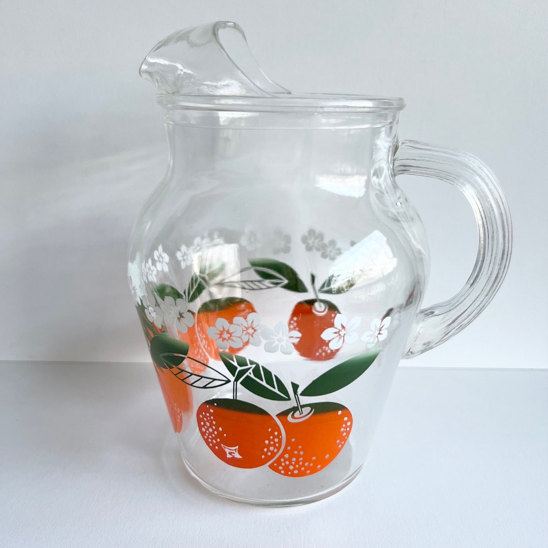 MCM Orange Juice Pitcher, Fun Bright Orange and Green Jug, Collectible ...