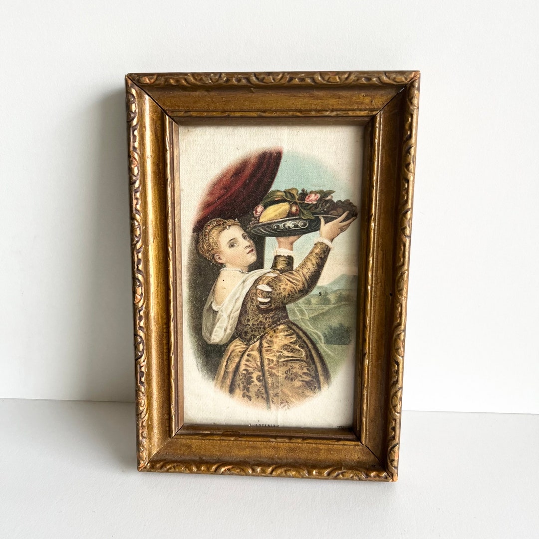 Small Framed Wall Art, Venetian Master Titian, Printed on Silk, Lavinia ...