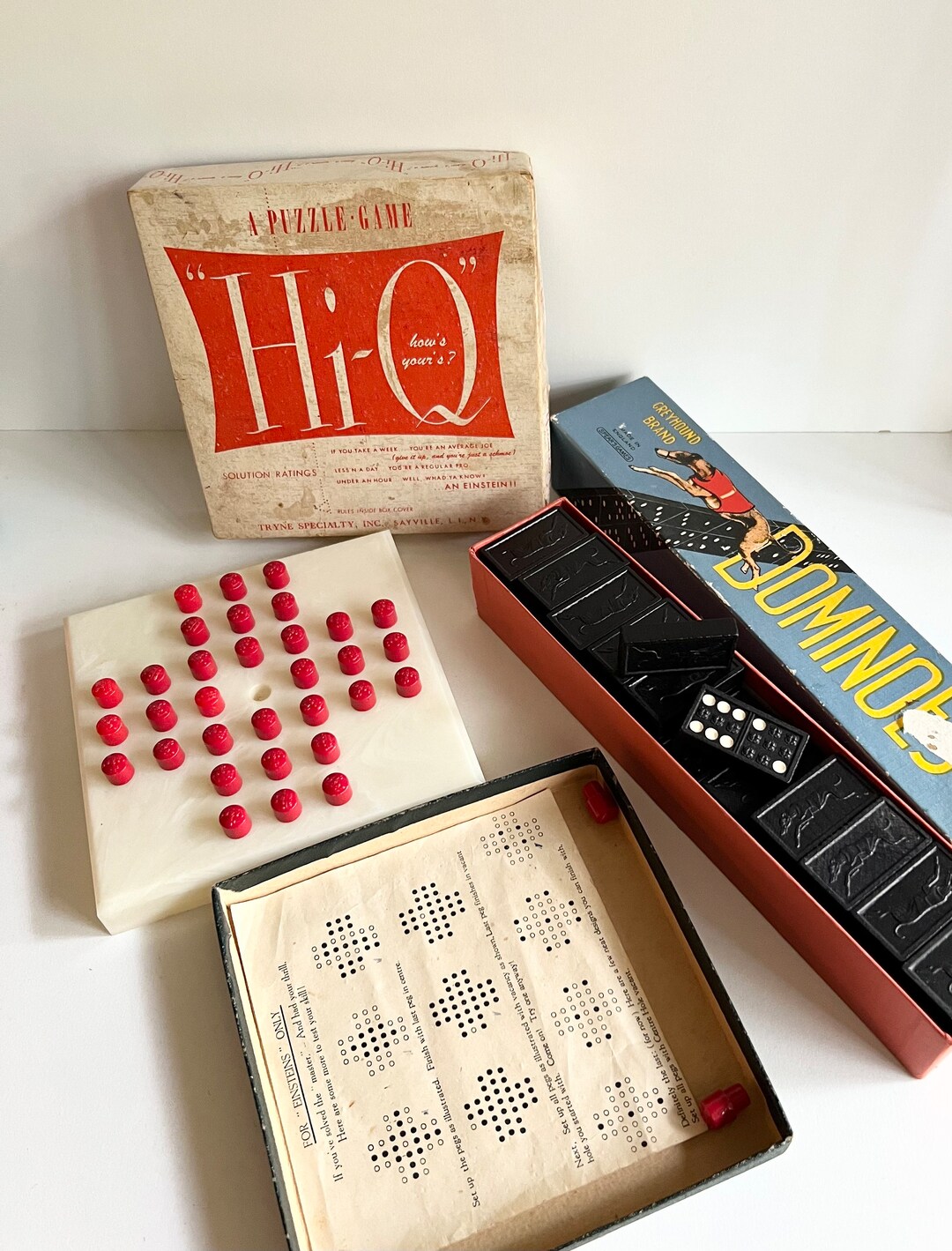 Vintage Dominos and Hi Q Game, Greyhound Dominos, Classic, Solitaire ...