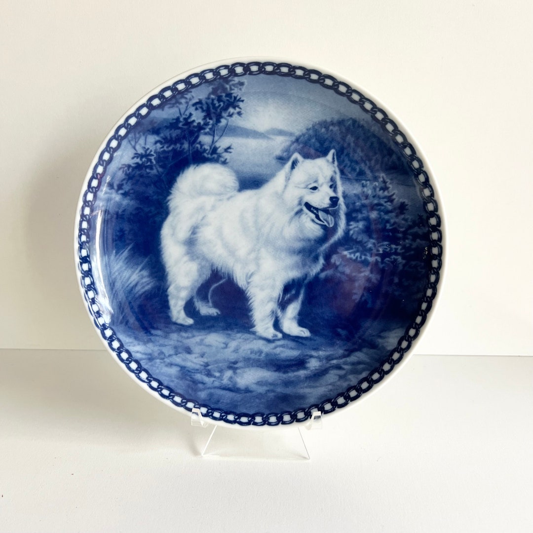 Danish Wall Plate, Samoyed Dog, John Jonssen Original Hunde Platte Blue ...