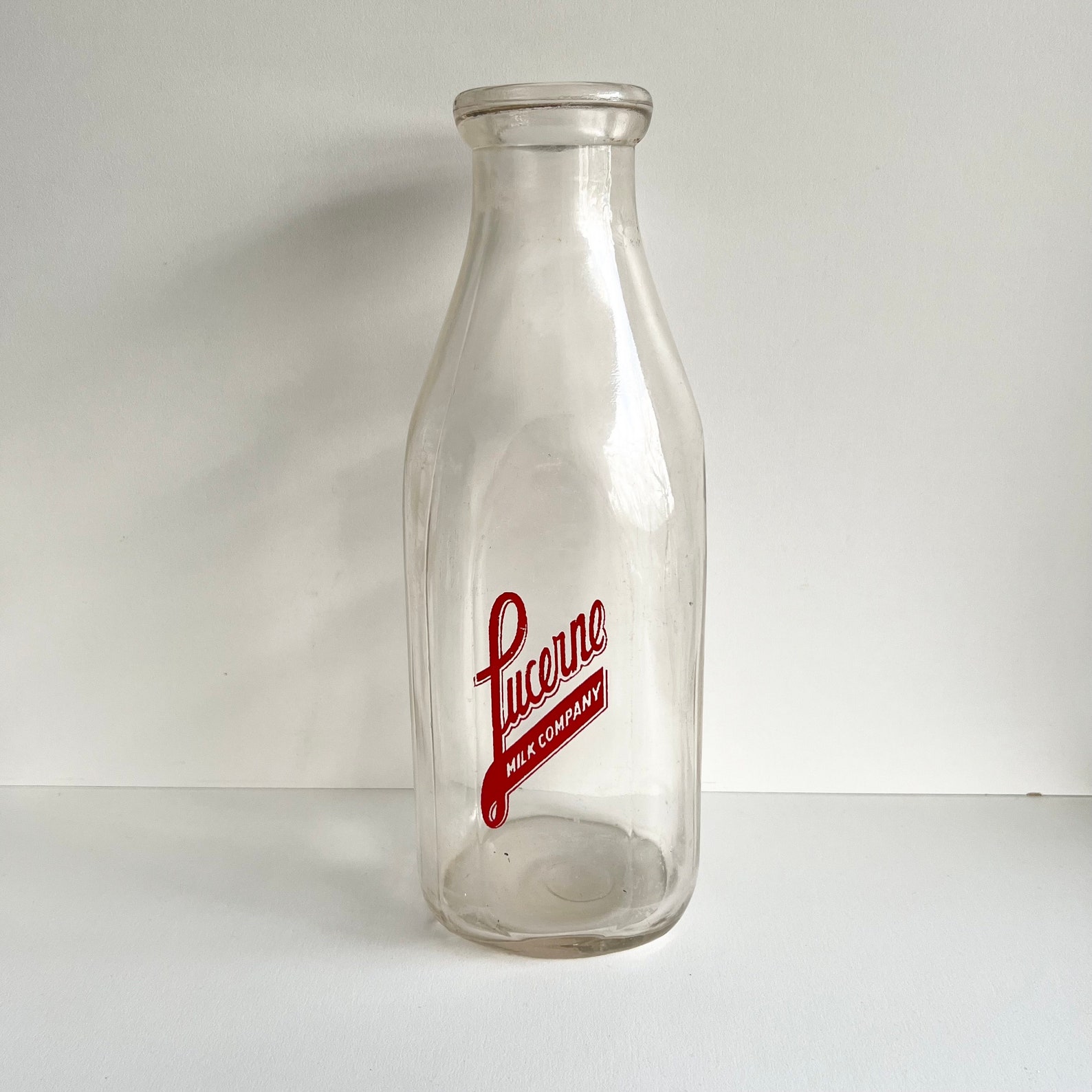 Vintage Milk Bottle, Collectible Dairy, Small Cream, Red and Black ...
