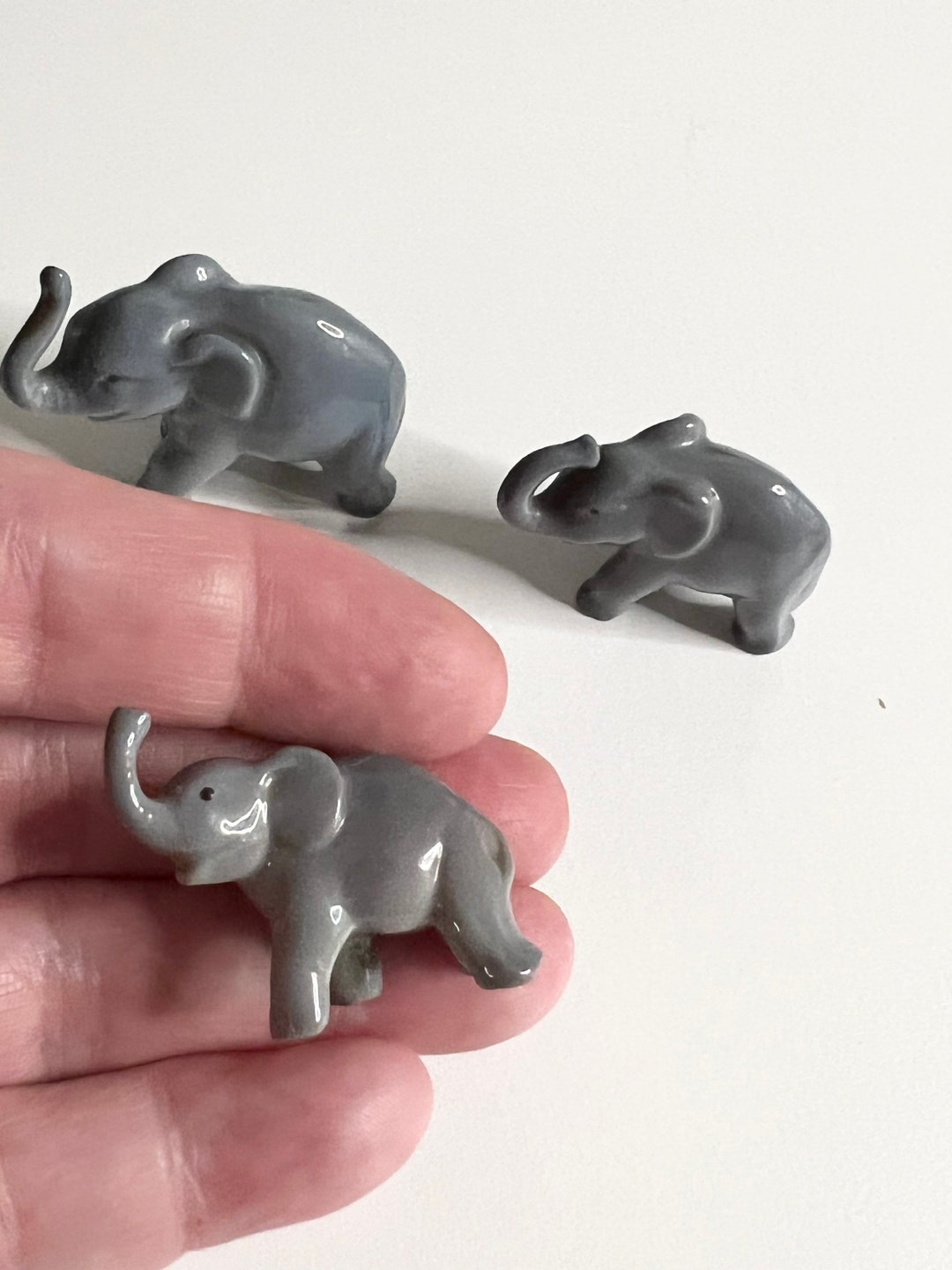 Small Grey Elephant Figurines, Goebel West Germany, Trio, Set of 3 ...