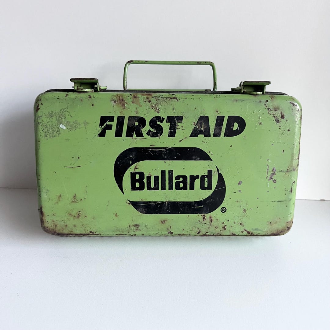 Metal First Aid Box, Industrial Rusty Crusty, Retro Lime Green, Bullard ...