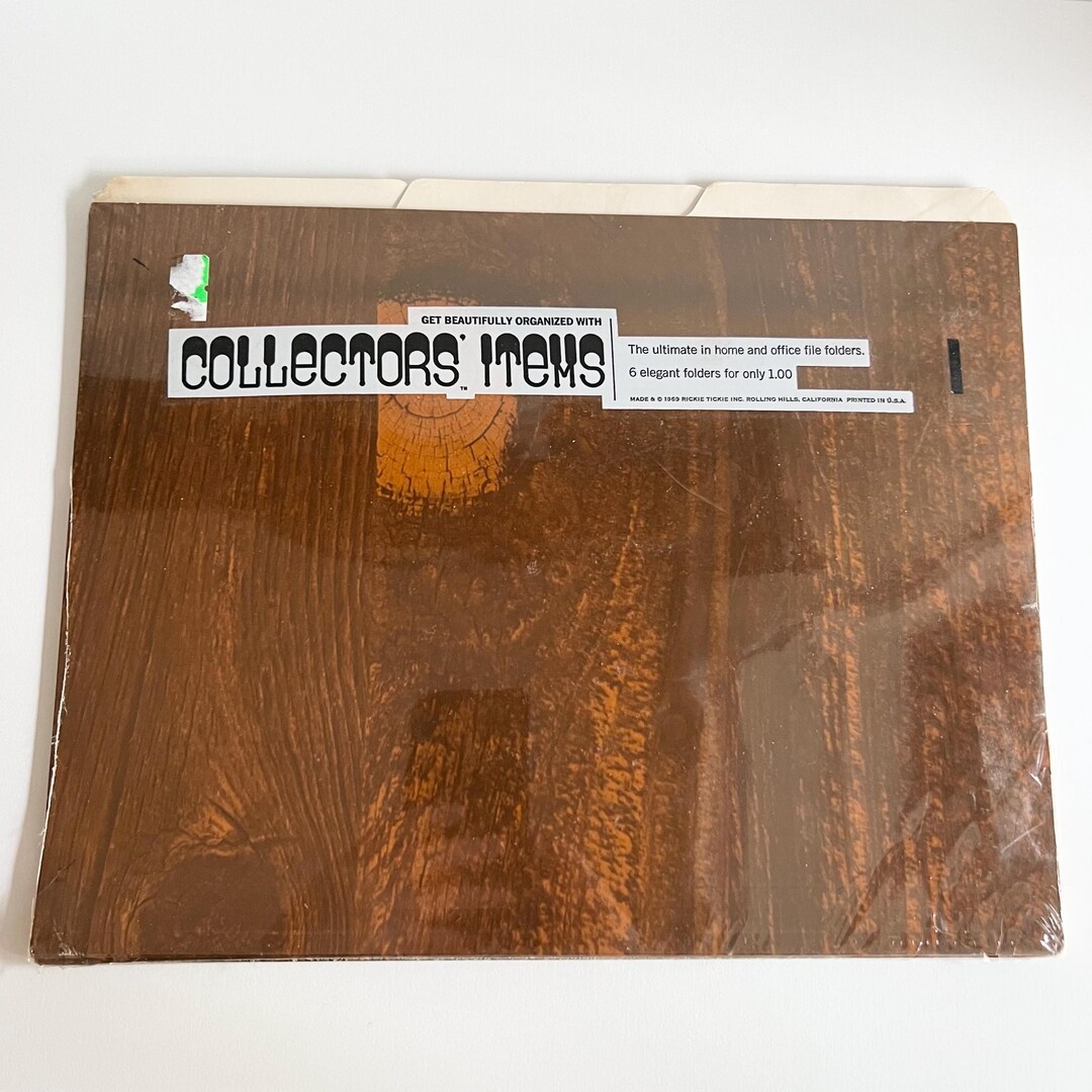 Retro File Folders, 1969 Artificial Wood Grain, New Old Stock NOS, Set ...