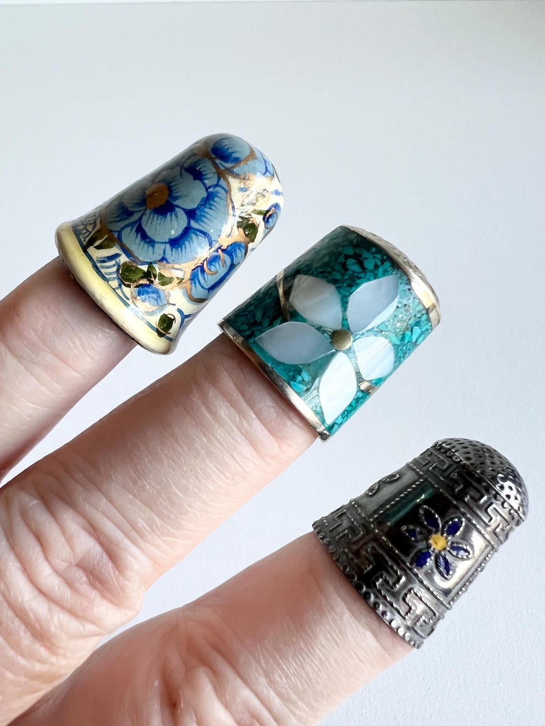 Vintage Collectible Thimbles, Choose From Silver and Enamel, Mexican ...