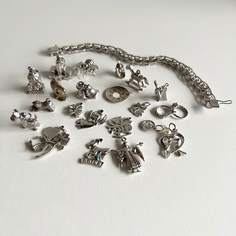 Sterling Silver Charm Bracelet - Etsy