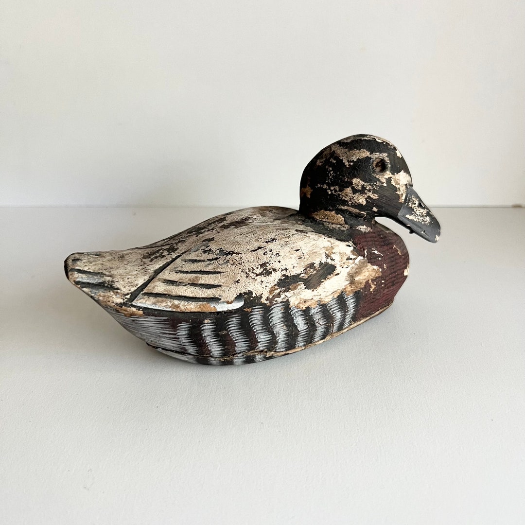 Antique Decoy Wooden Duck, Chippy Distressed Paint, Farmhouse Rustic ...