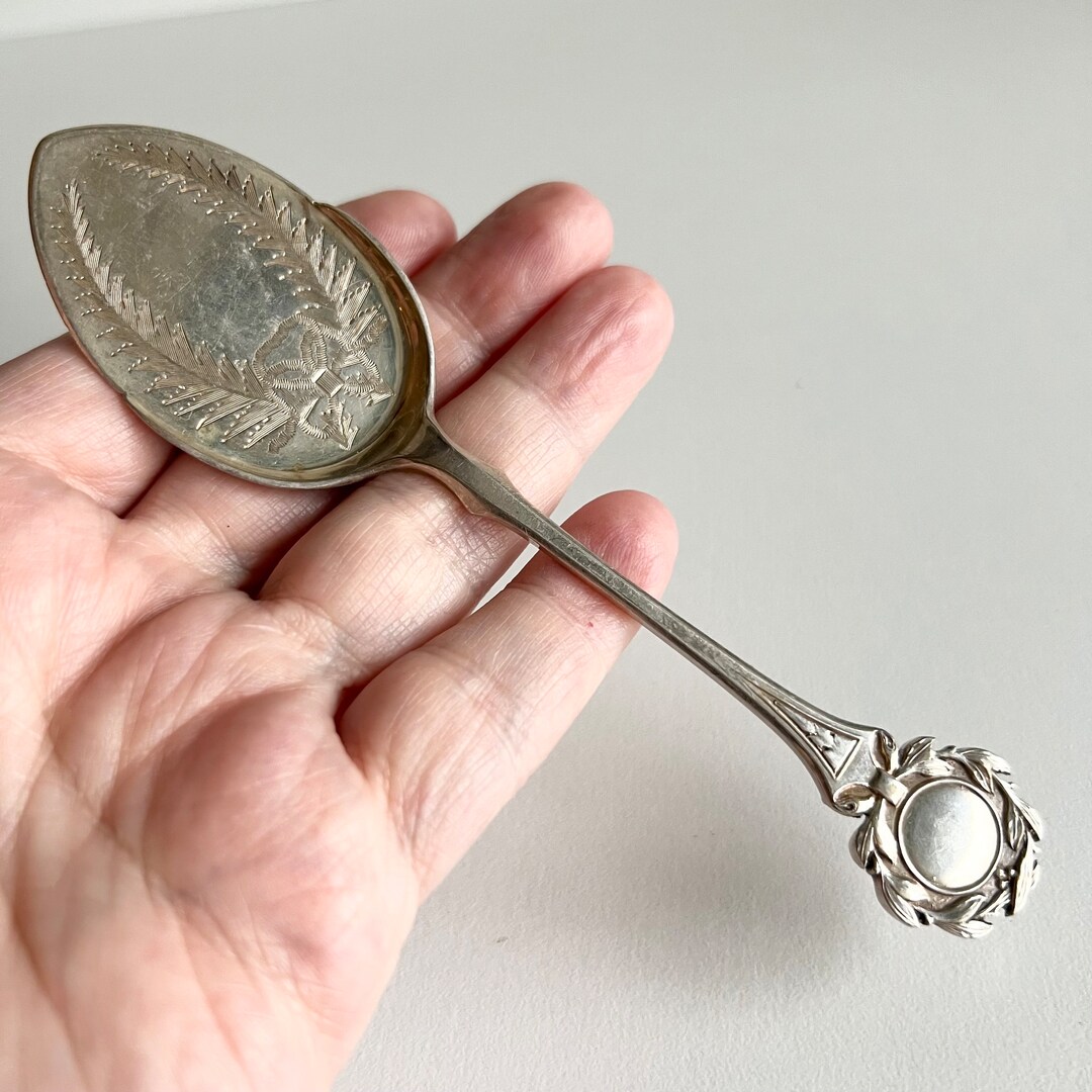 Silver Plate Jam Spoon, Victorian, Lee & Wigfull, Sheffield, Blank ...