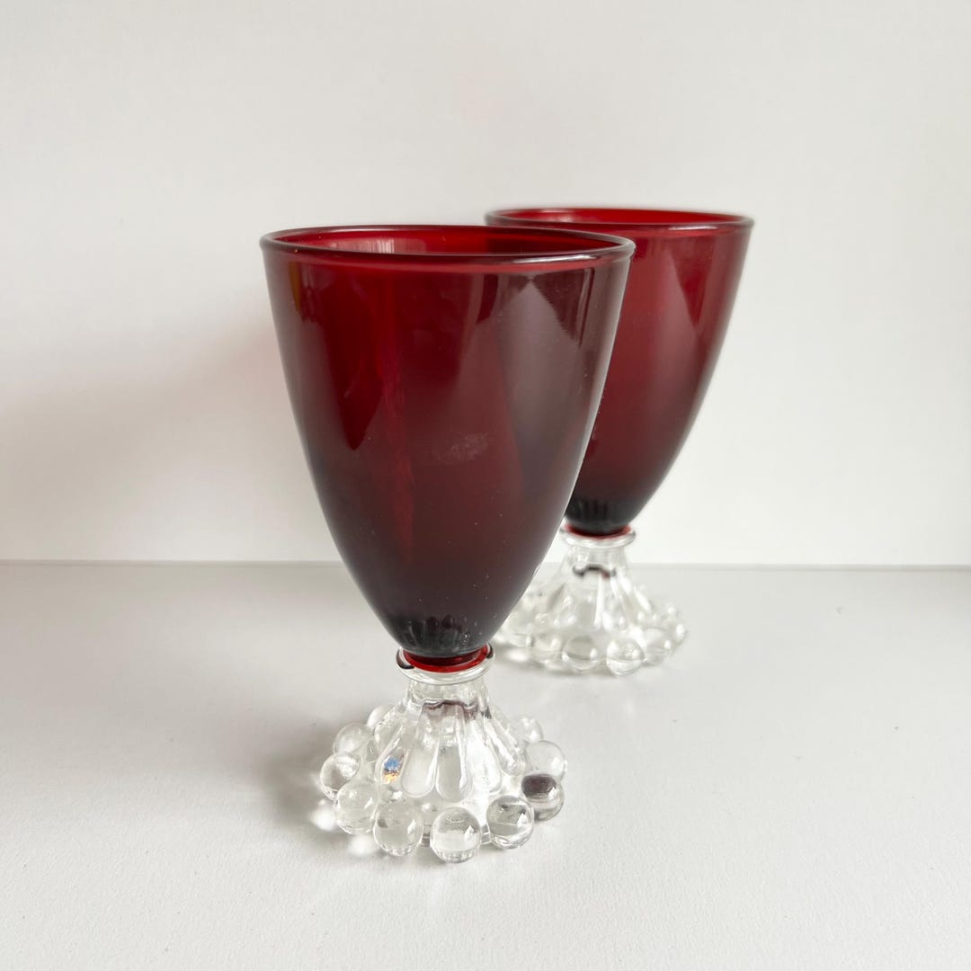 Vintage Red Stemware Glasses, Anchor Hocking, Small Sherry, Bubble Foot Ruby Red, Set of 2 - Etsy