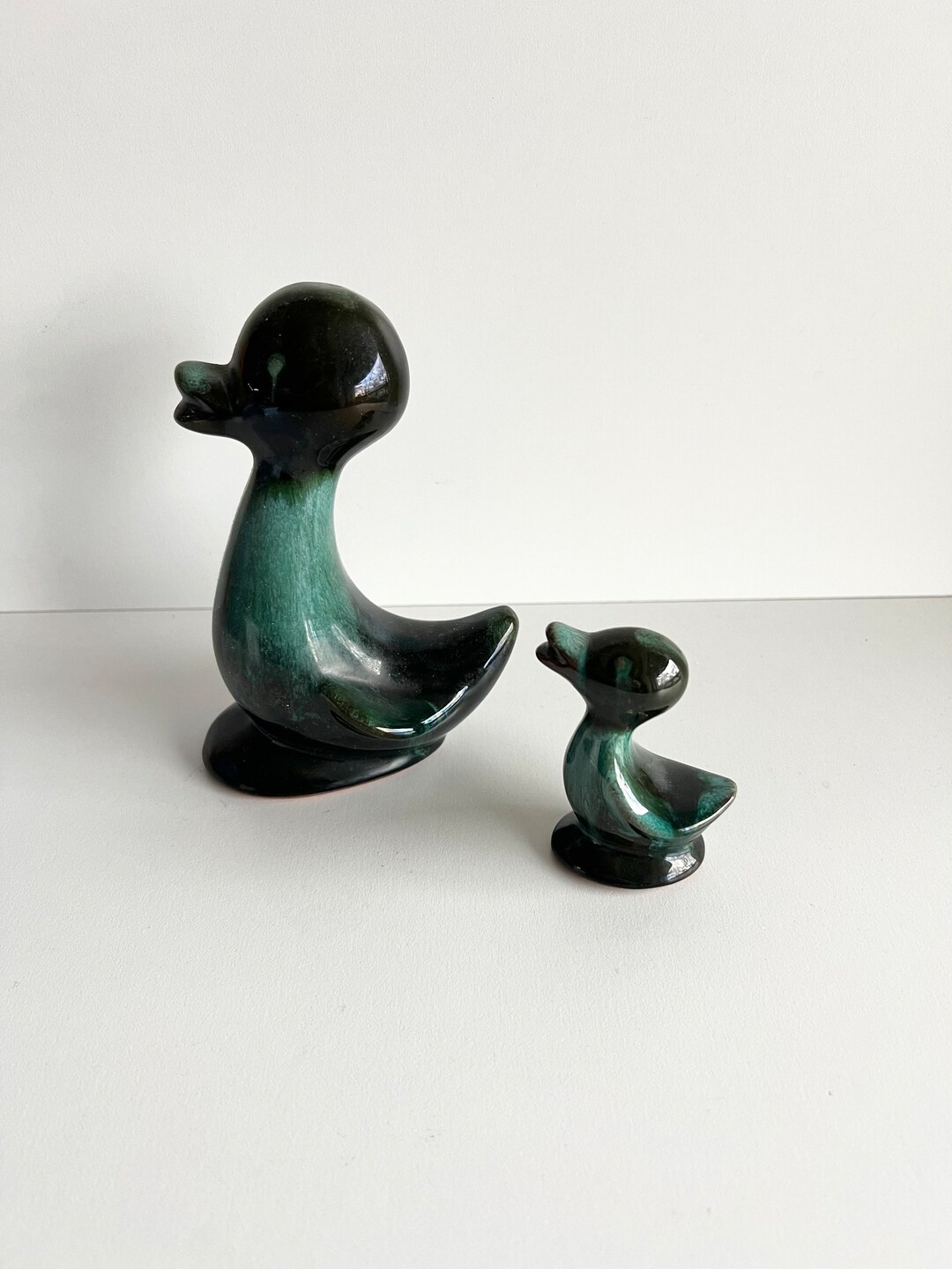 Blue Mountain Pottery, Duck Figurine Set, BMP Drip Glaze, Mama and Baby ...