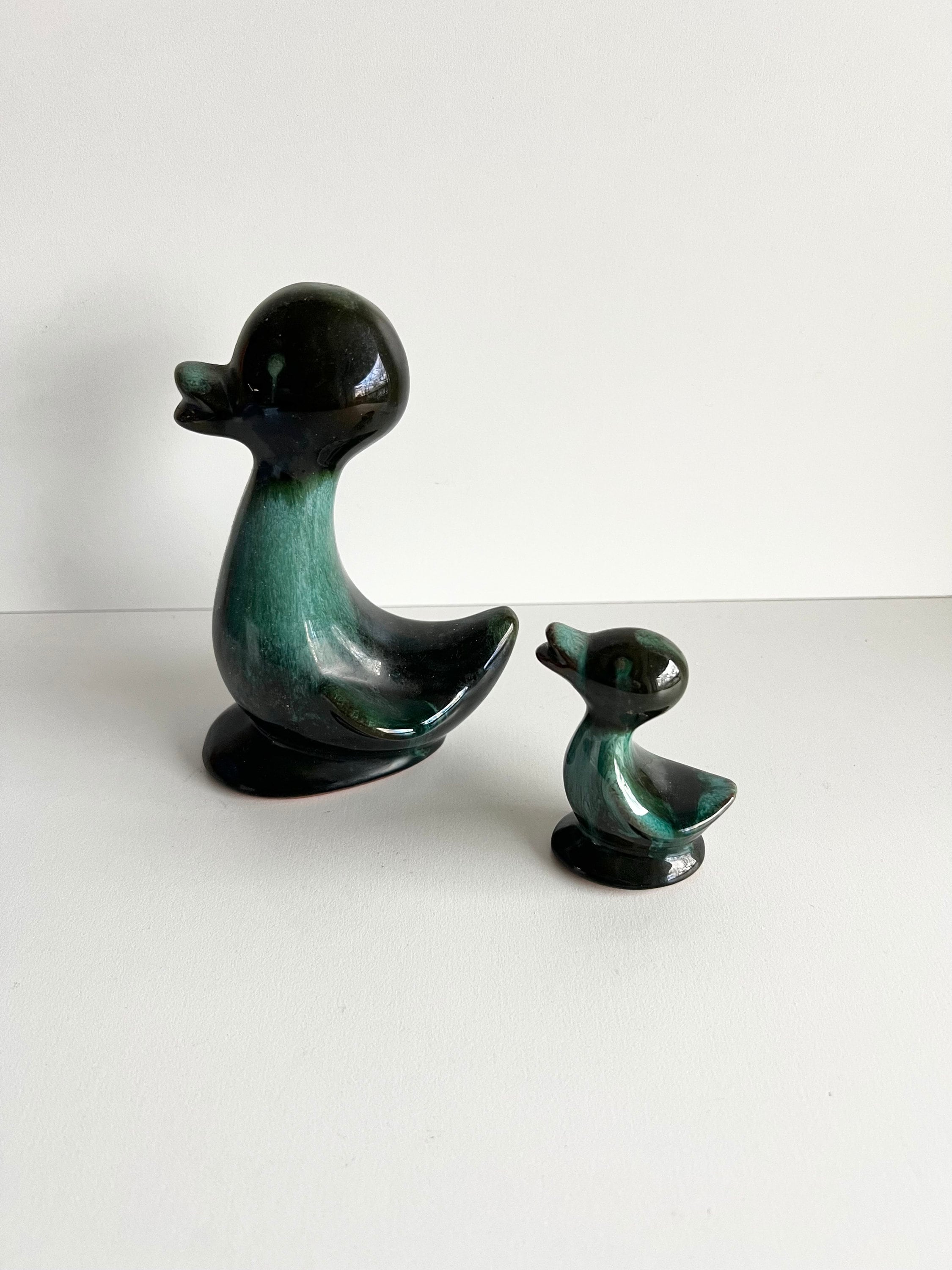 Blue Mountain Pottery Duck Figurine Set BMP Drip Glaze Mama - Etsy