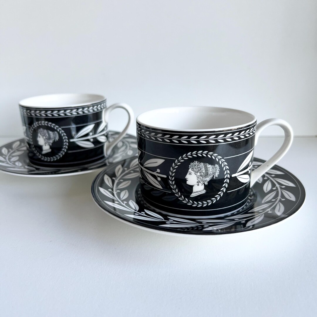 Victoria Beale Casual Coffee Cups and Saucers, Black & White, Olympia ...