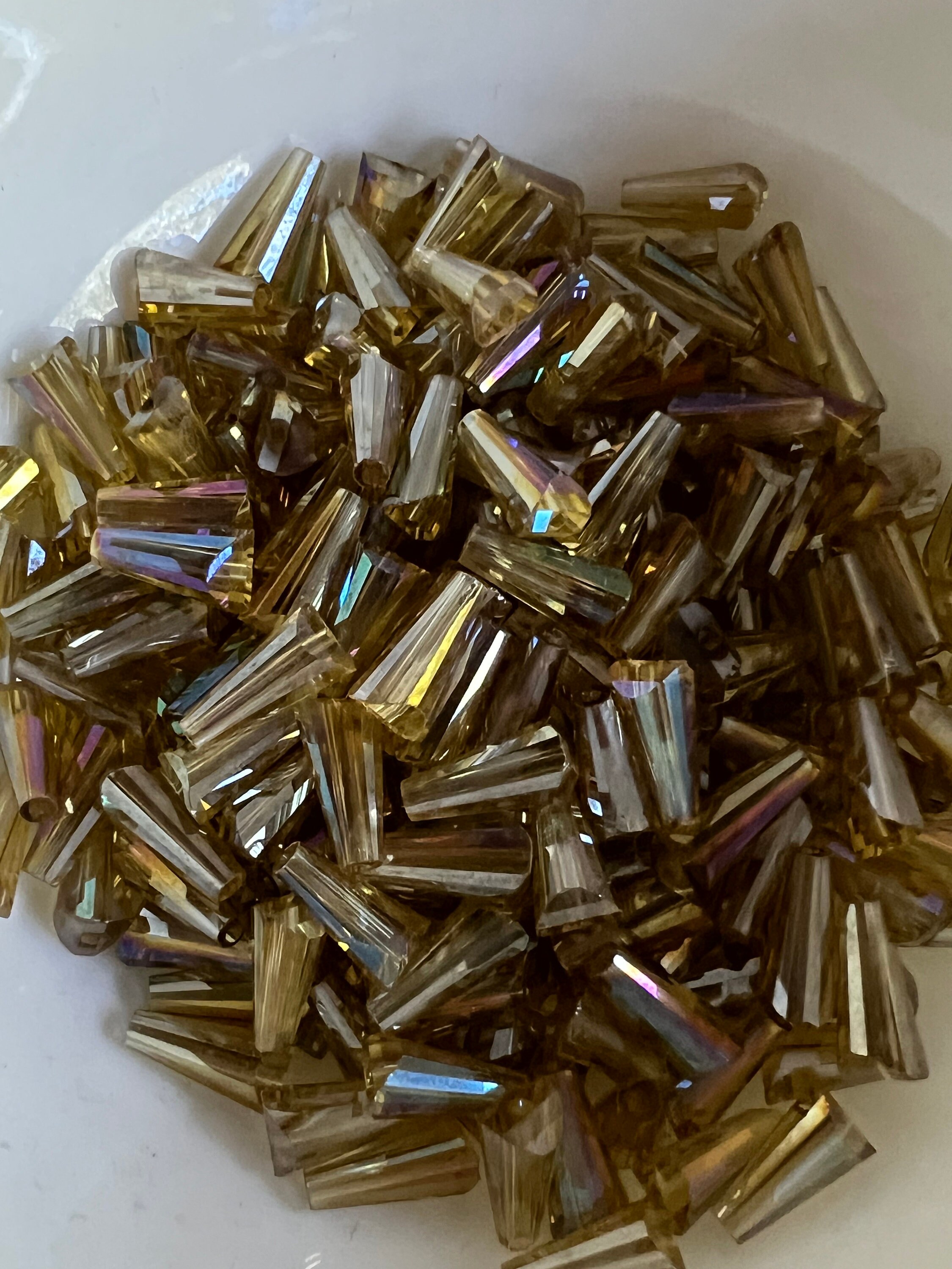HTF Cut Glass Crystal Vintage Beads, Cut Cone, Iridescent Aurora ...
