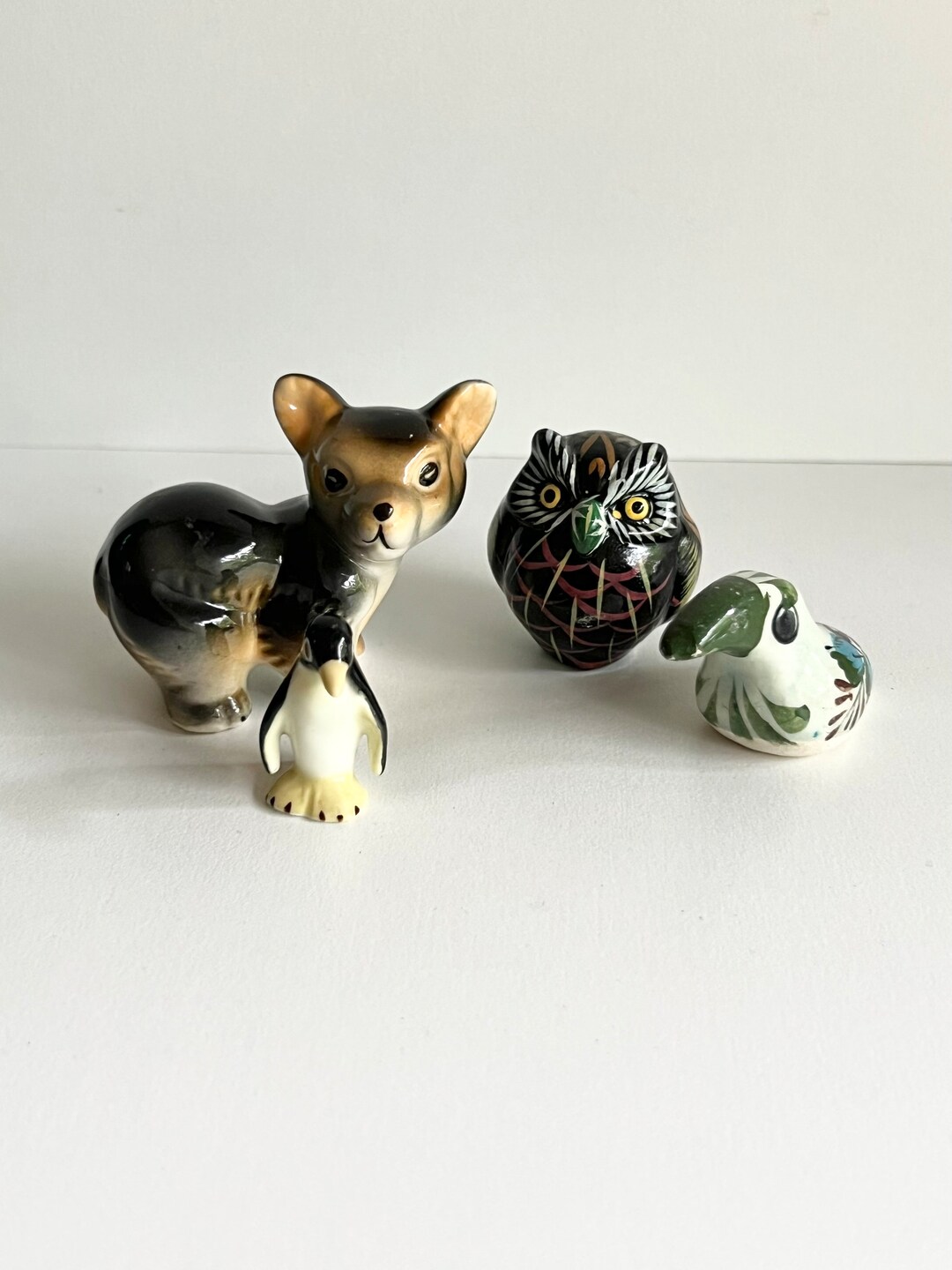Small Vintage Animal Figurines, 4 Item Grab Bag, Bear, Penguin, Owl ...