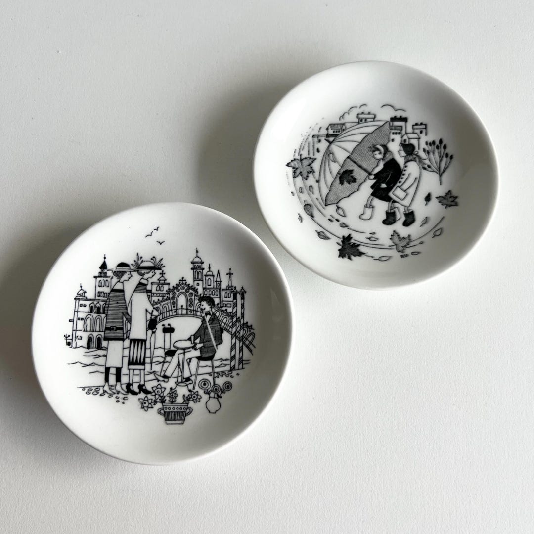 Arabia Finland Emilia, Small Wall Plate, Butter Pat, Choice of 2, Black ...