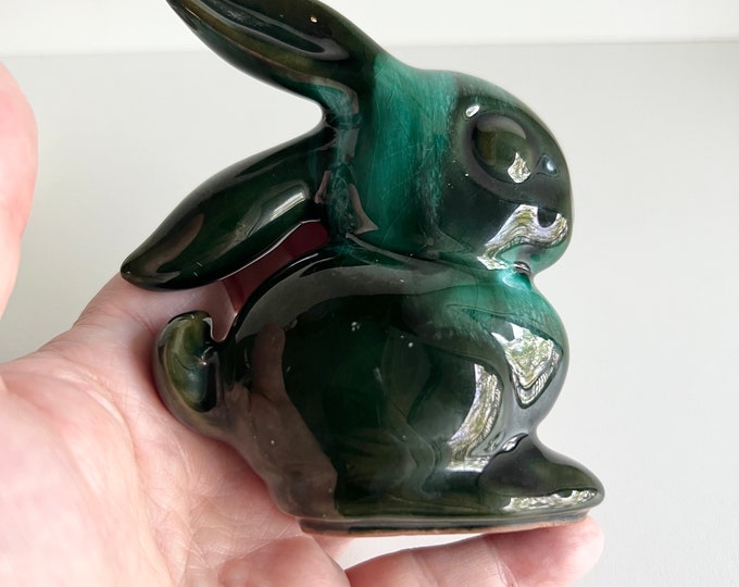 Blue Mountain Pottery, Small Rabbit or Bunny, BMP Black and Green Drip ...