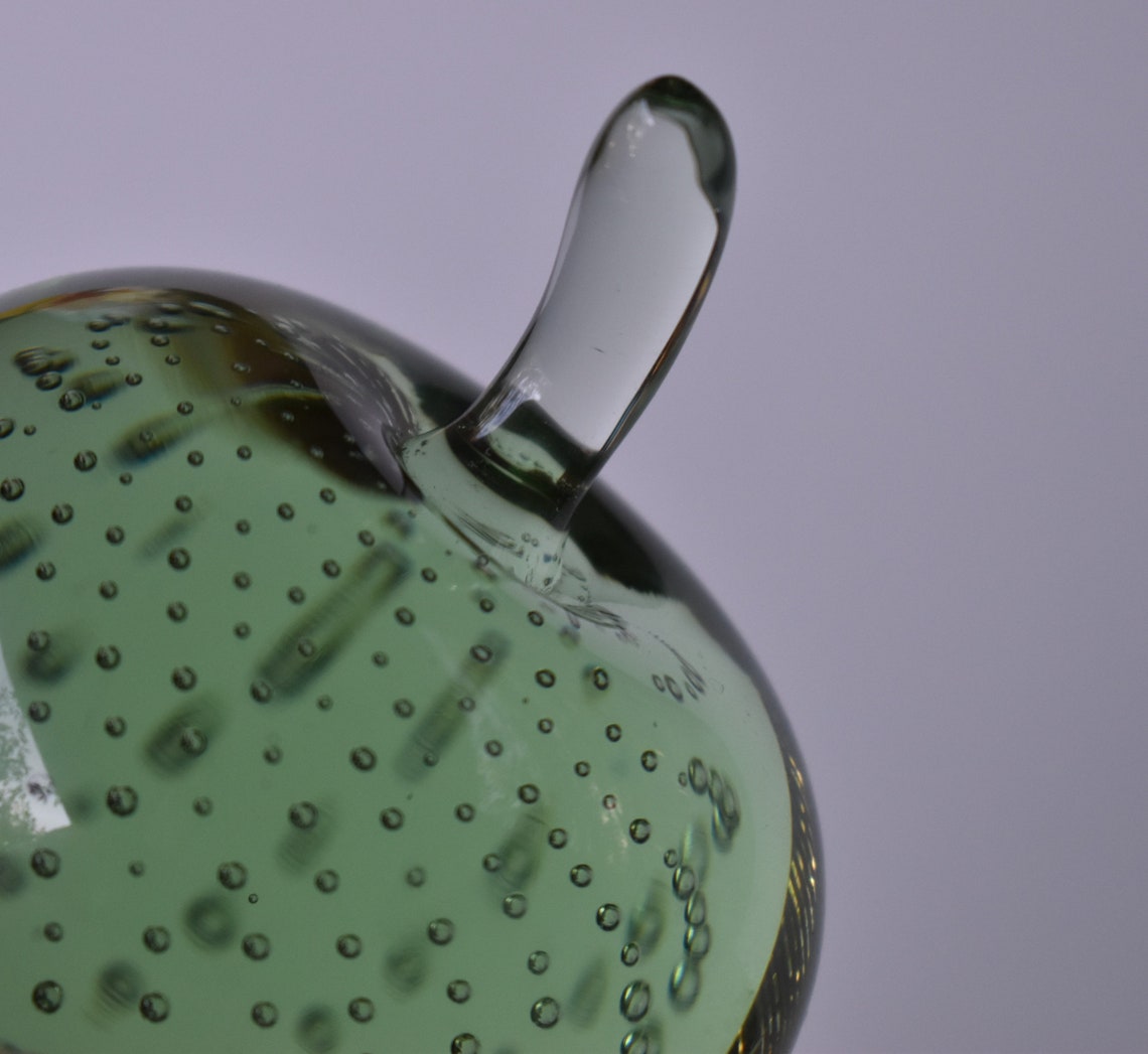 Green Glass Apple Paperweight Controlled Bubble Jaffe Rose | Etsy
