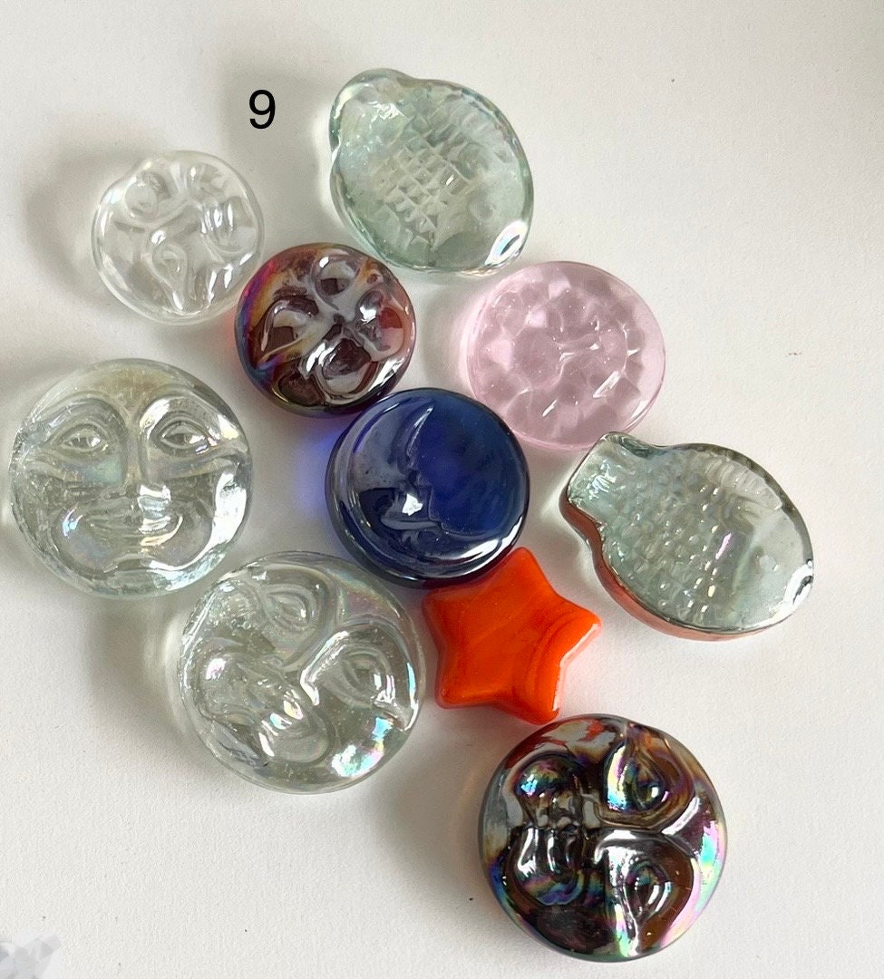 10 Glass Cabochons, Fused, Hand Made, Flat Back, Choice of Lot, Various ...