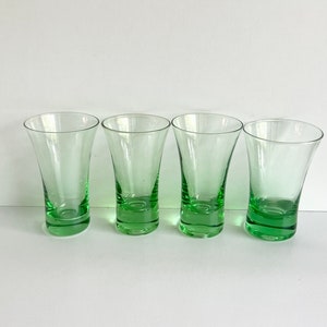 Green Shot Glasses, Cordial or Liqueur Glasses, Heavy Bottom, Hand ...