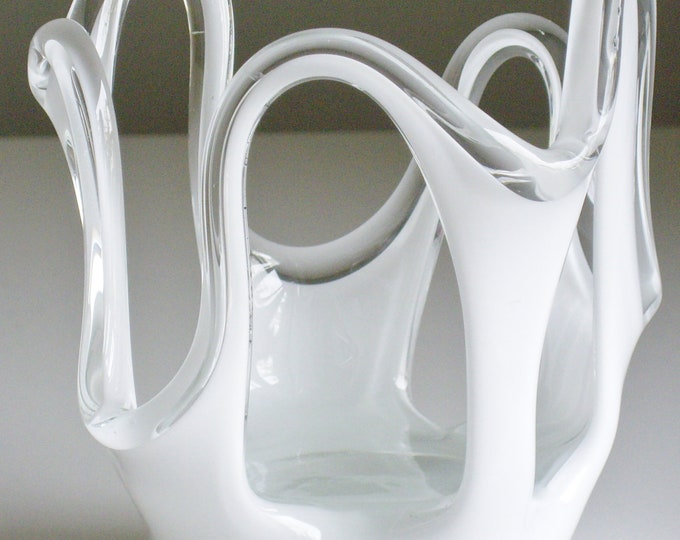 Jozefina Polish Art Glass Vase Krosno White Cased Glass Etsy