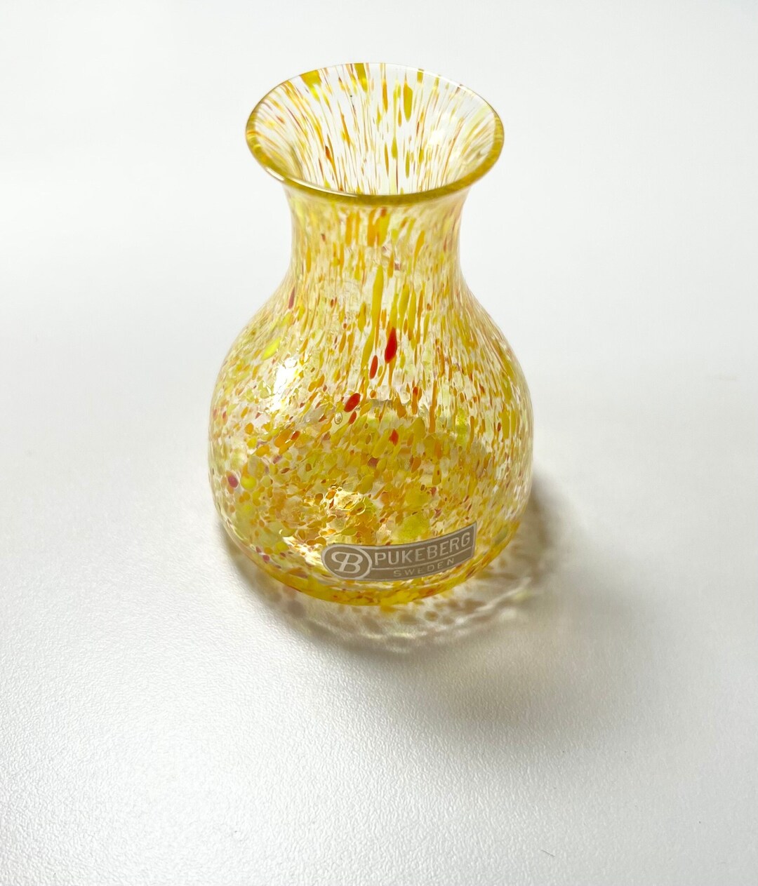 Mini Vase, Pukeberg Sweden, Splatter Glass, Miniature, Sunny Yellow, Red, Orange - Etsy