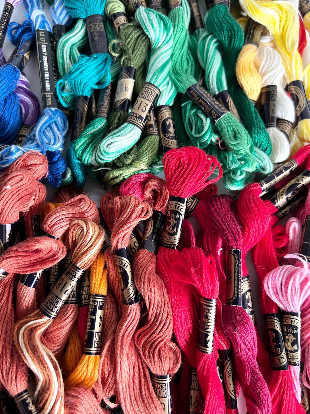 Vintage Embroidery Thread or Floss, Bulk 85 Skeins, Anchor, DMC, Clark ...