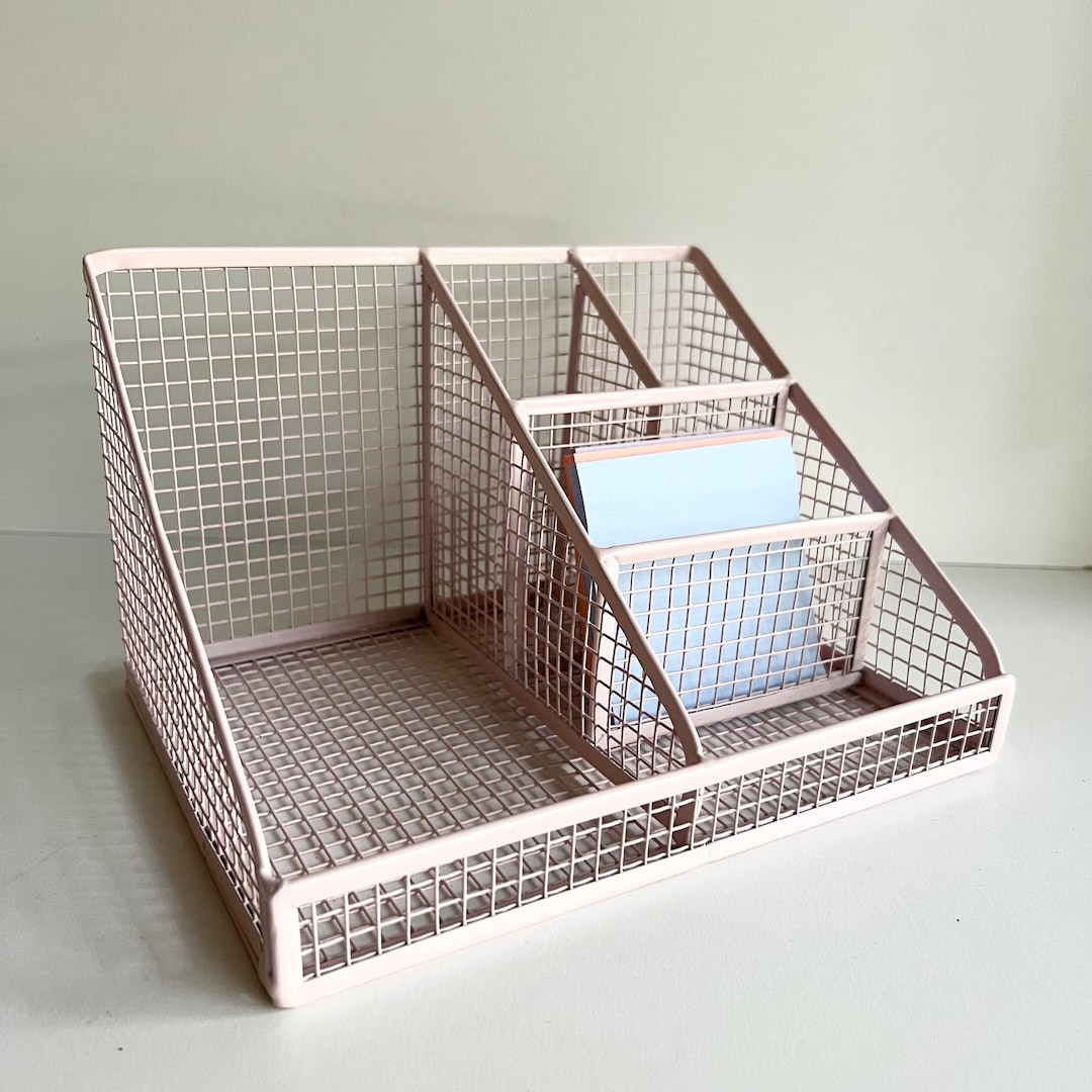 Vintage Pink Desk Organizer, Wire Mesh, Pen/pencil Cady, Craft Tool ...