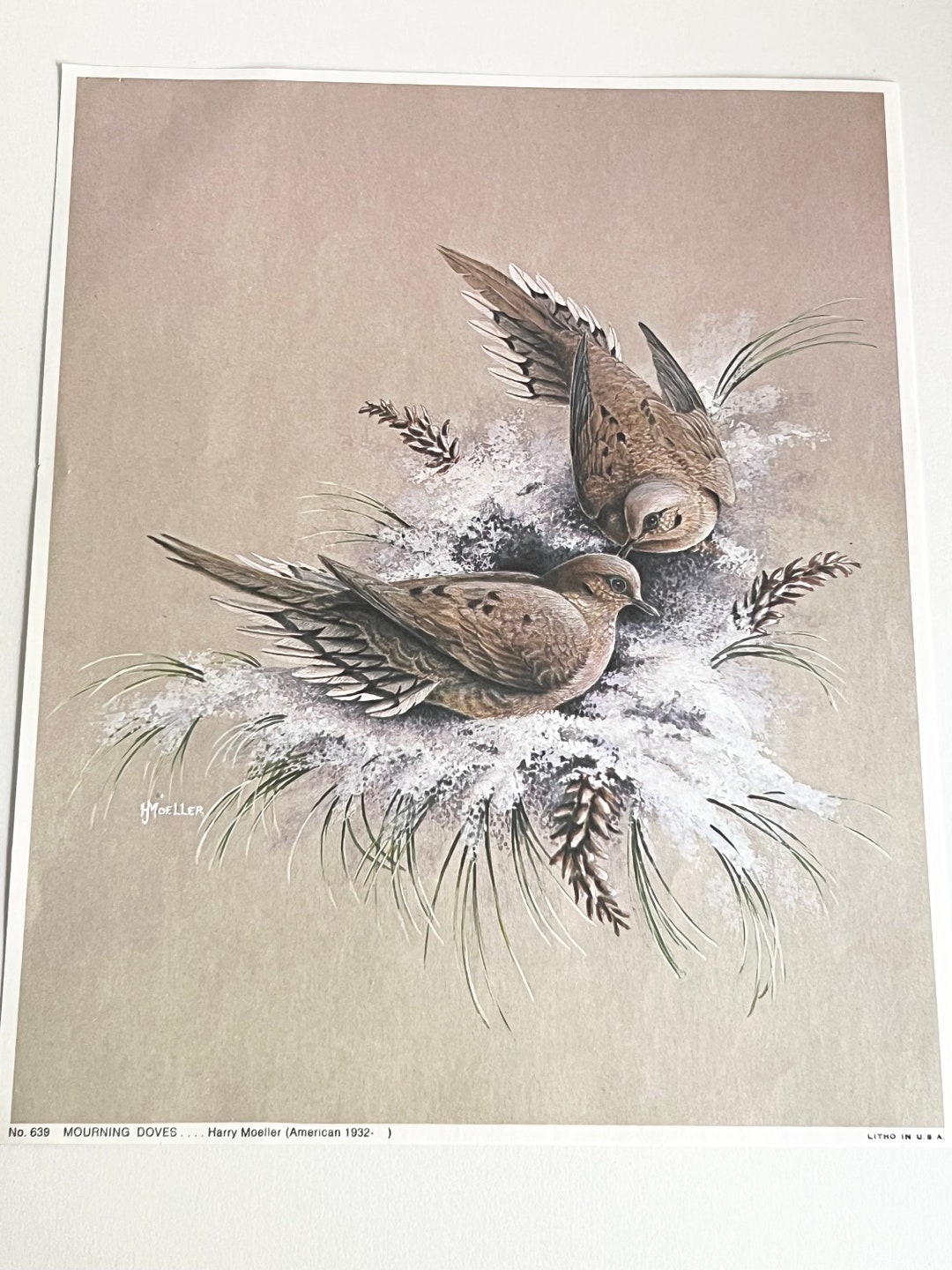 Mourning Doves Frameable Print, Bucolic Vintage Printed Wall Art ...
