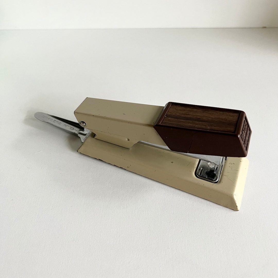 70s Artificial Wood Grain Stapler, Stowaway by Bates, Funky Vintage ...
