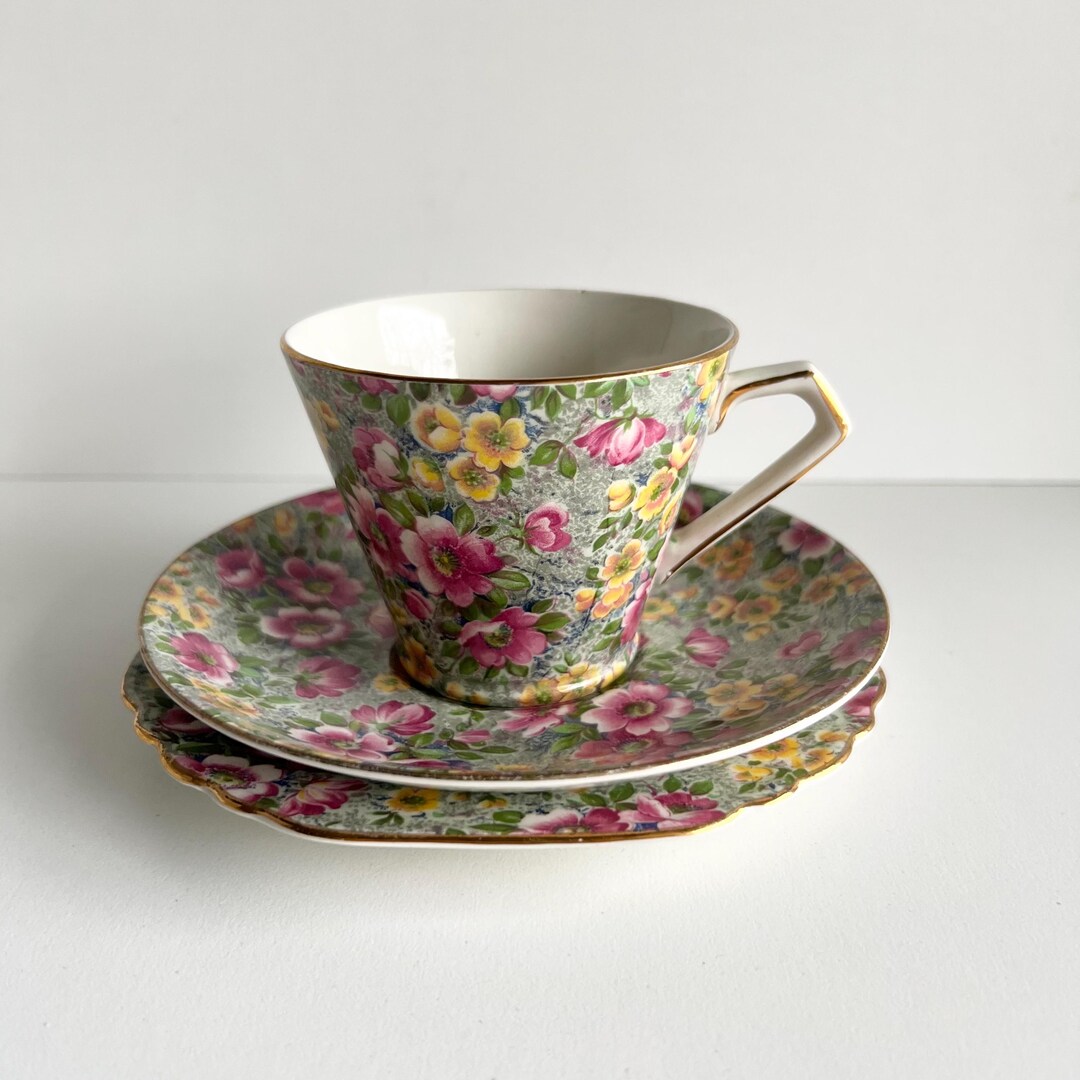 BCM Lord Nelson Ware, Briar Rose Teacup Trio, 1940s Chintz, Trio Cup ...