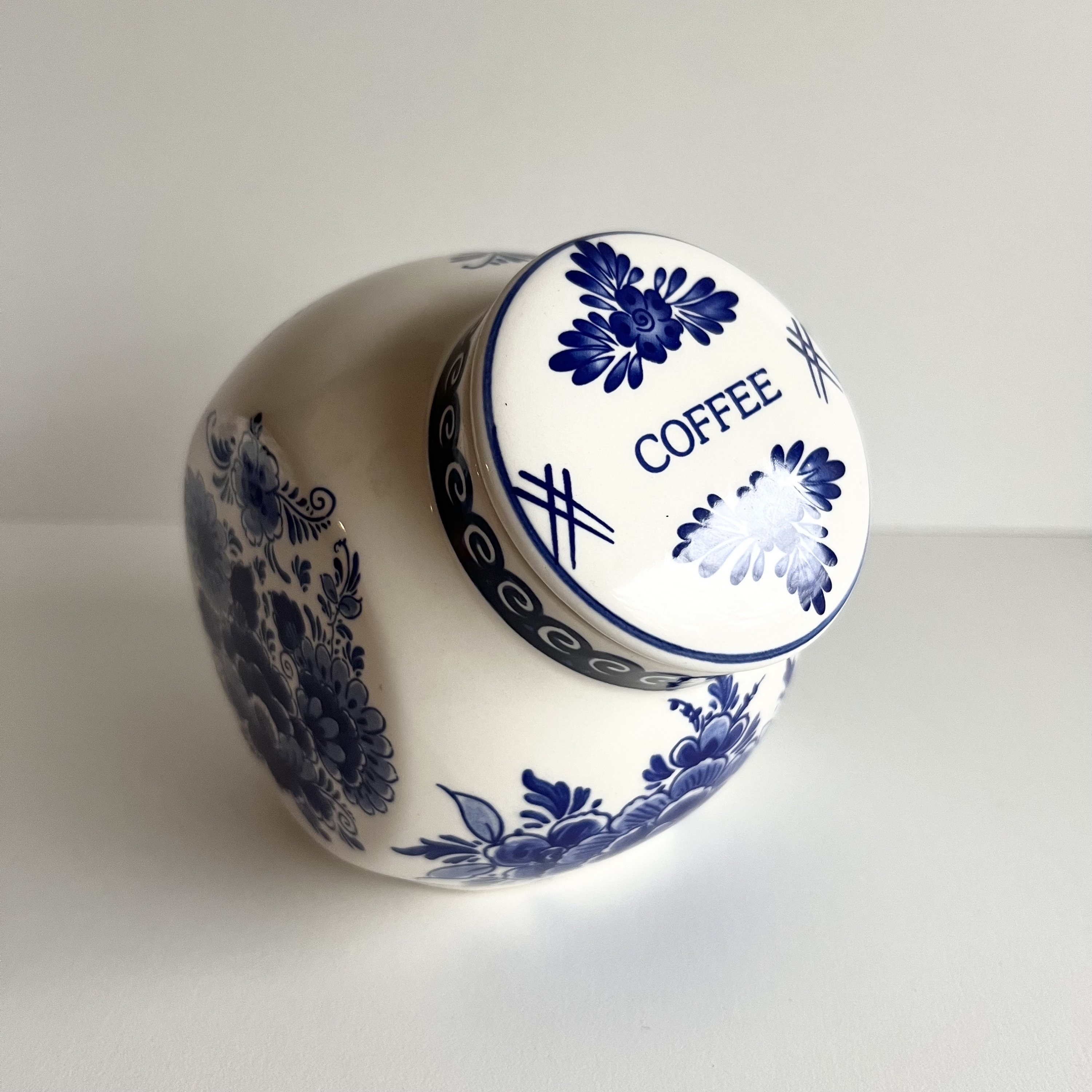 Small Delft Blue & White Canister, Coffee Storage Container, Hand ...