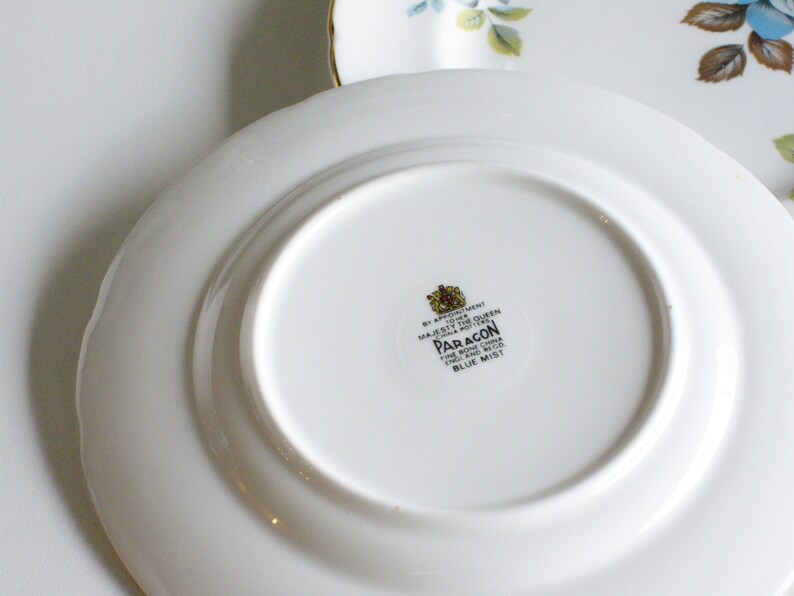 Fine Bone China Side Plates Paragon Blue Mist Blue Rose - Etsy