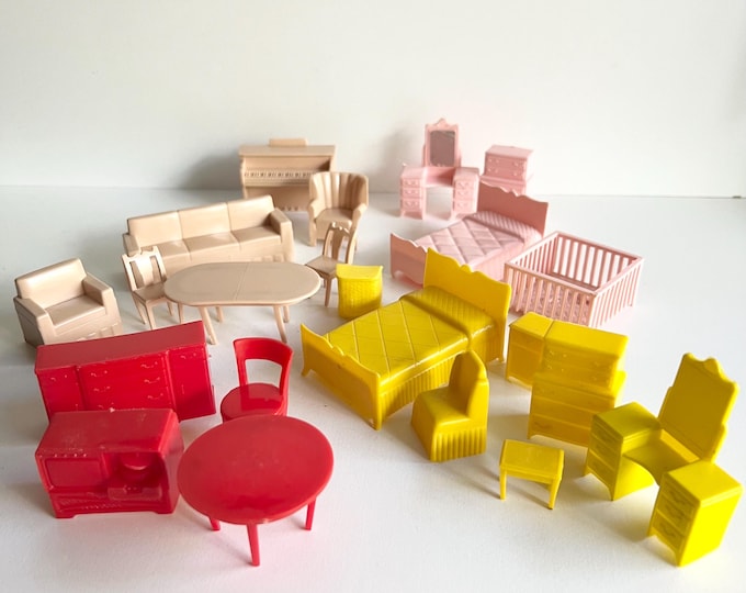 Marx Soft Plastic Dollhouse Furniture for Superior Tin Litho House, Red ...