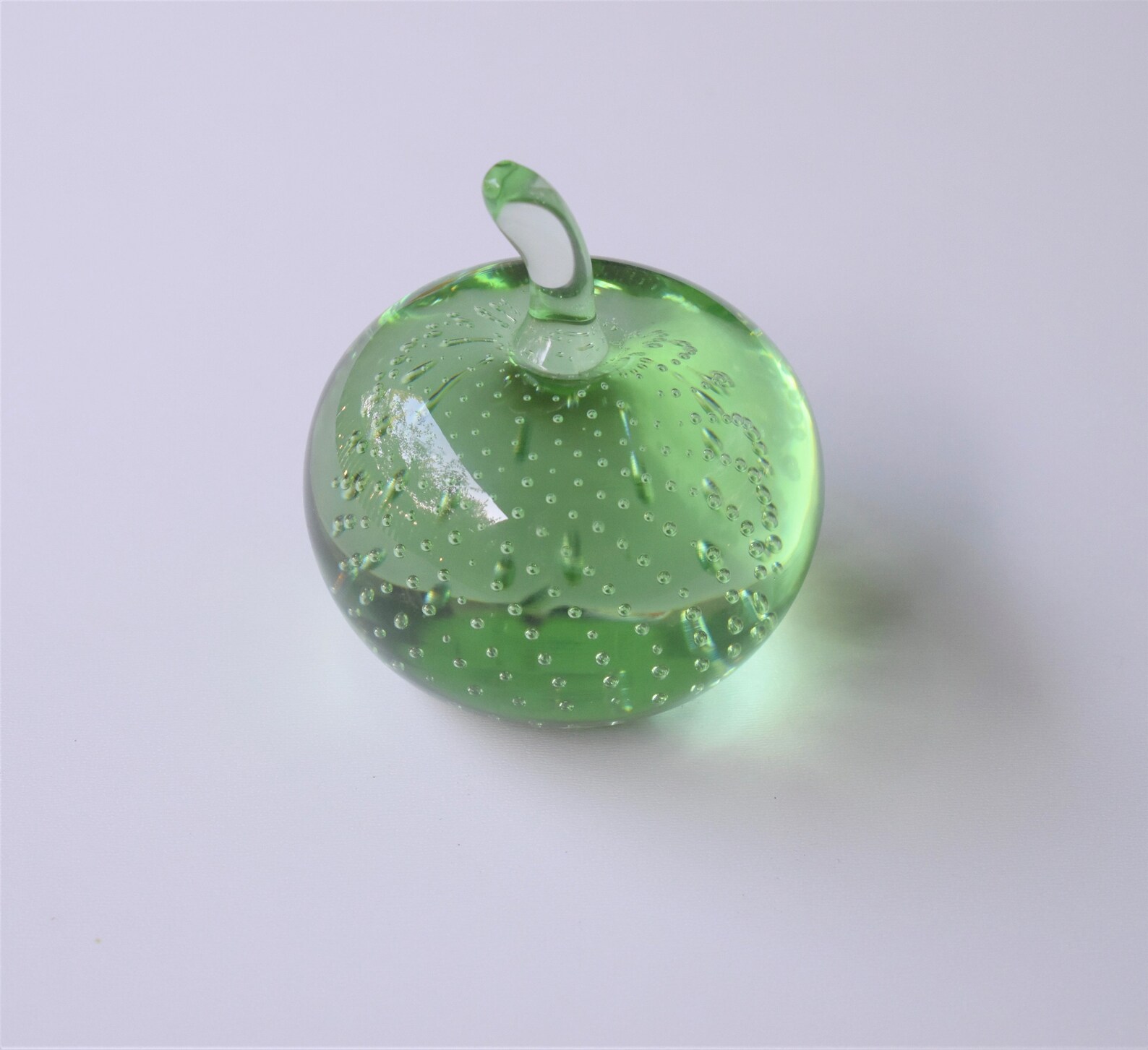 Green Glass Apple Paperweight Controlled Bubble Jaffe Rose | Etsy