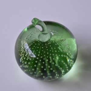 Green Glass Apple Paperweight Controlled Bubble Jaffe Rose | Etsy