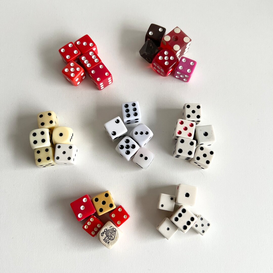 Sets of 5 Vintage Dice, Choose From 7 Sets, Red, White, Game ...