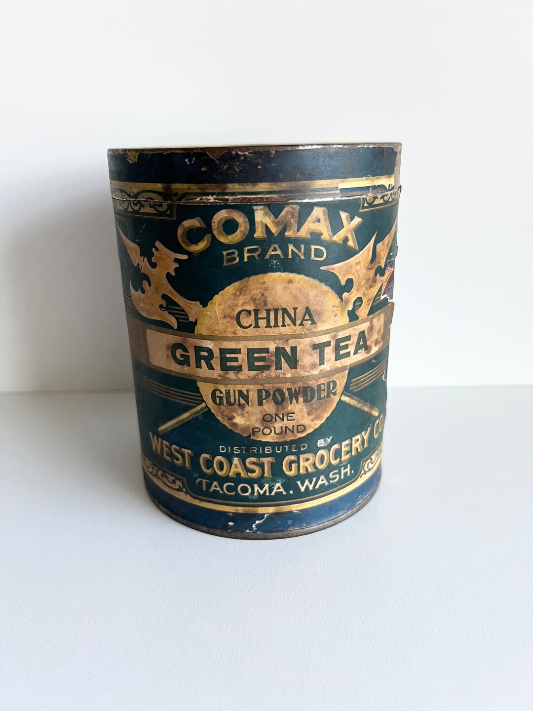 Antique Tea Tin, China Gun Powder Green Tea, Super Rare Collectible ...