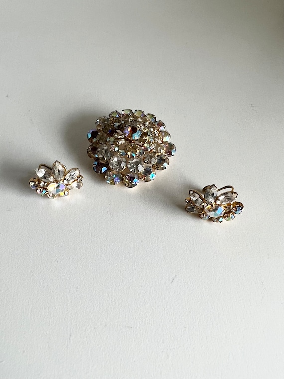 Signed Continental, Aurora Borealis Rhinestone Brooch… - Gem Signed Continental, Aurora Borealis Rhinestone Brooch… - Gem