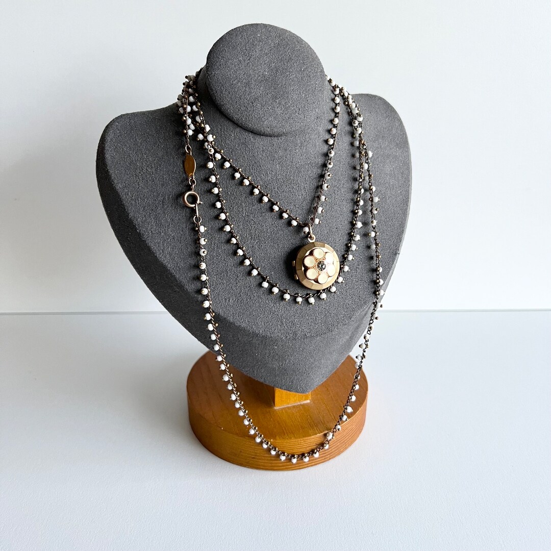 Vintage Catherine Popesco France Signed Locket Necklace, Long 40 Inch ...