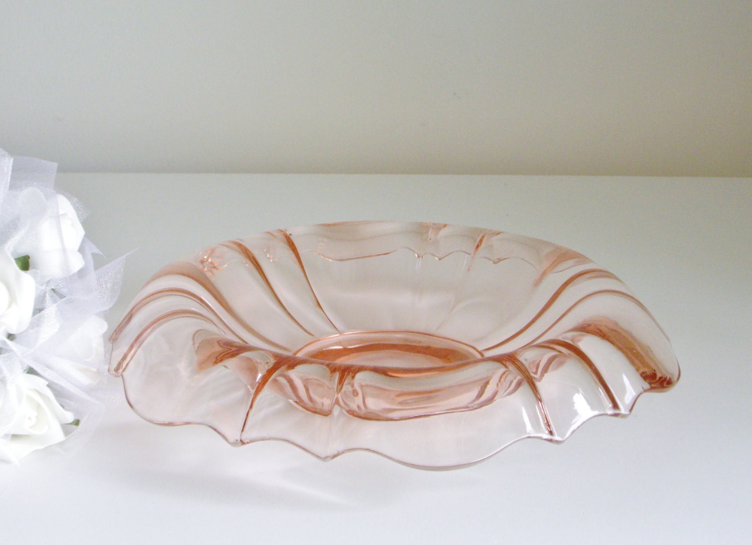 Dining & Serving Kitchen & Dining Large Floral Etched and Scalloped Rim ...