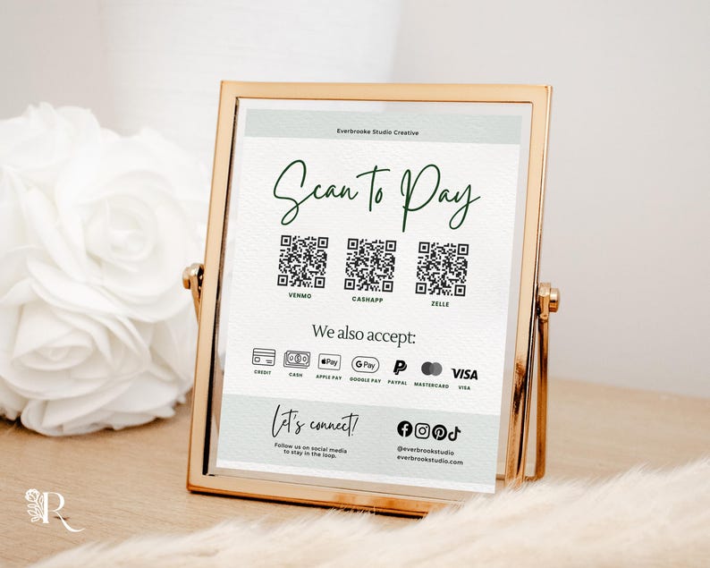 Editable Scan to Pay Template Green Cute Scan to Pay Sign Template ...