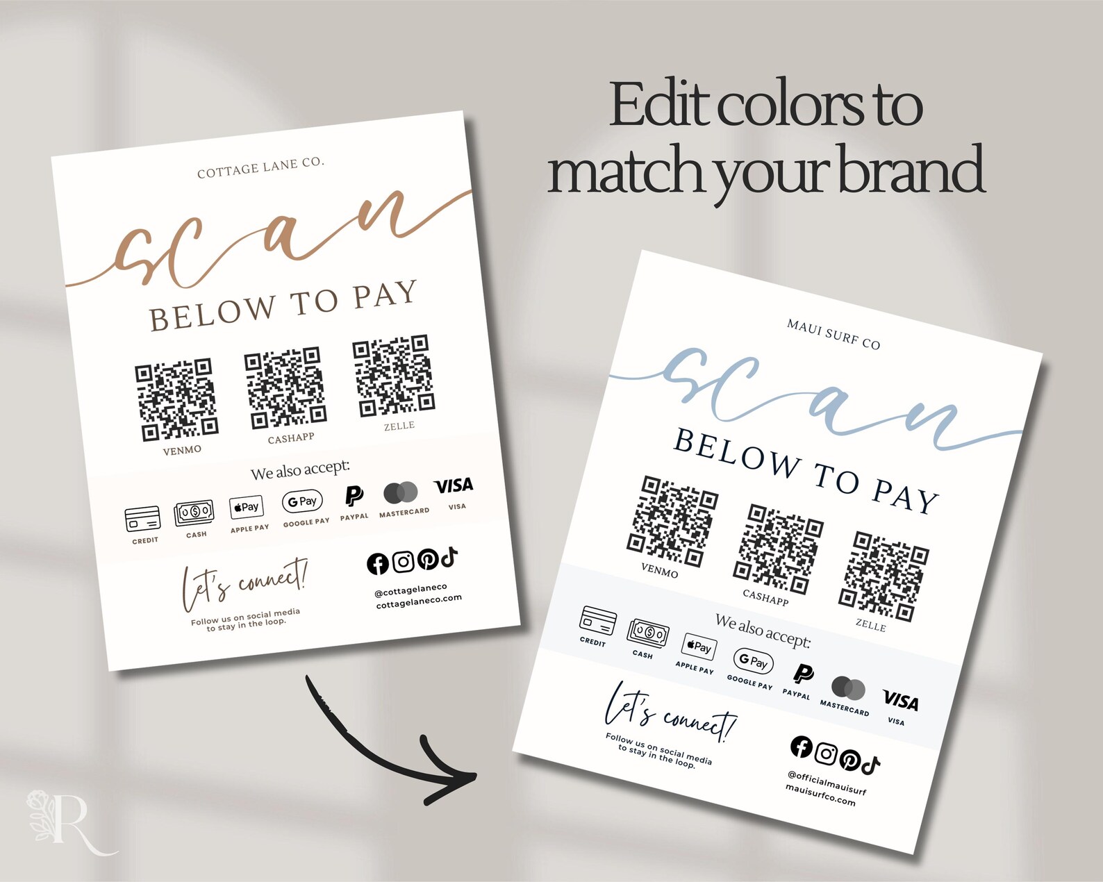 Editable Scan to Pay Template Aesthetic Cute Scan to Pay Sign Template ...