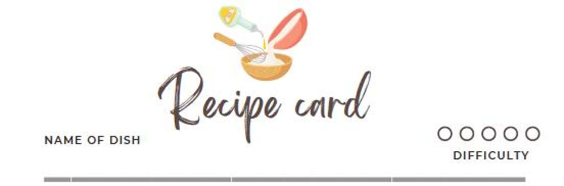 Printable Recipe Card - Save Your Favourite Recipes in Style. Instant ...