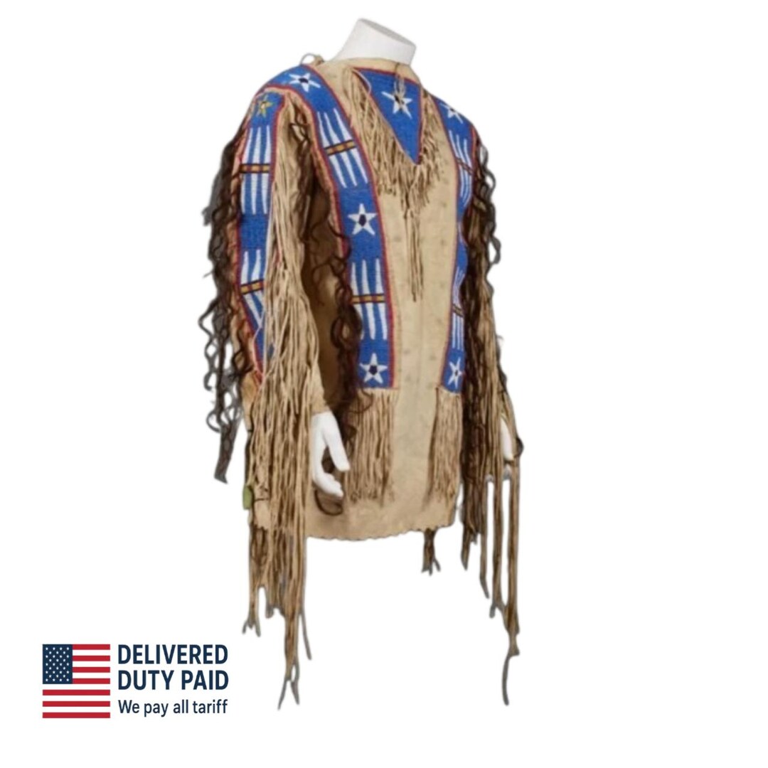 Old Style Buckskin Buffalo Beaded War Shirt – Native Powwow Regalia - Etsy