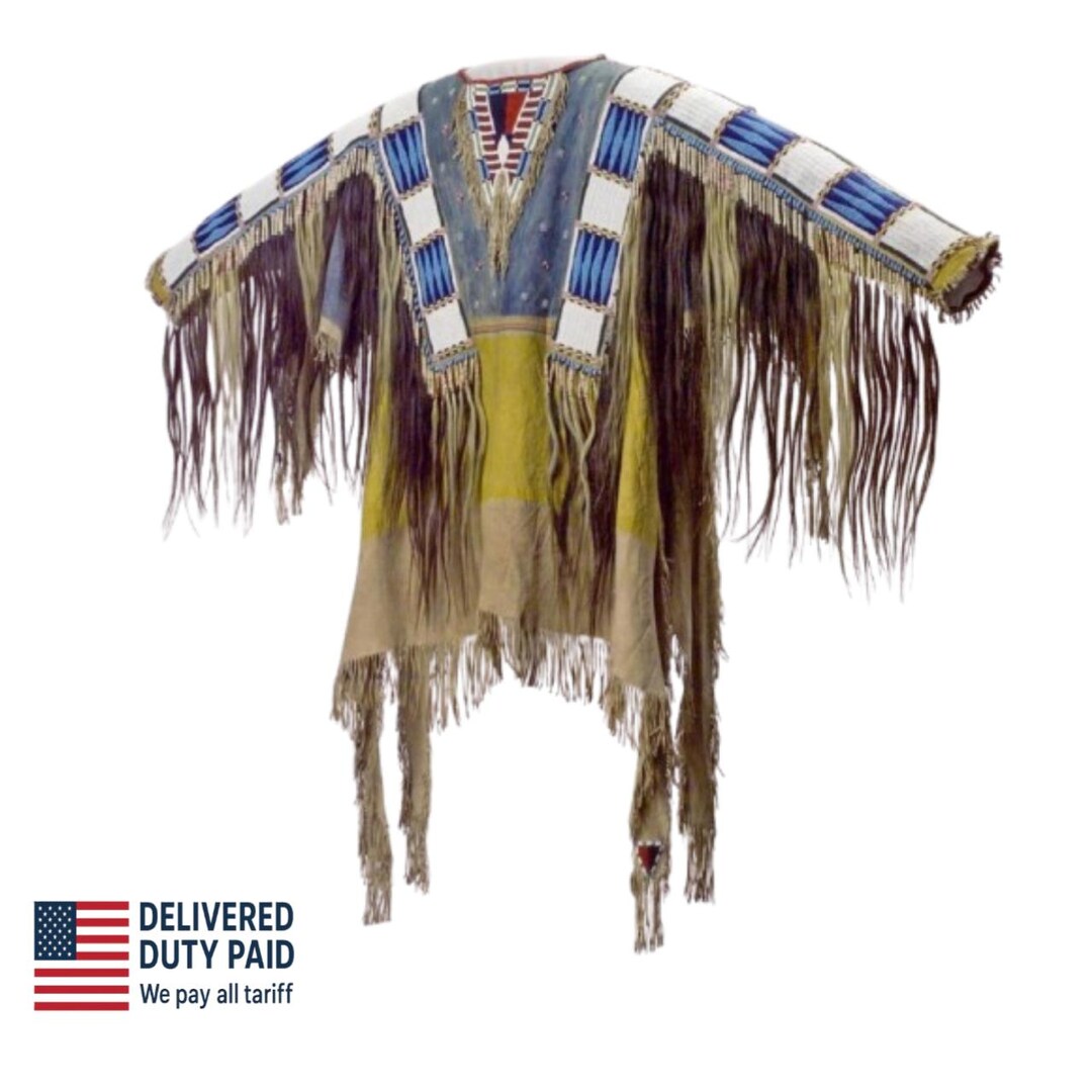 Native American Buffalo Buckskin War Shirt – Beaded Fringes, Powwow ...